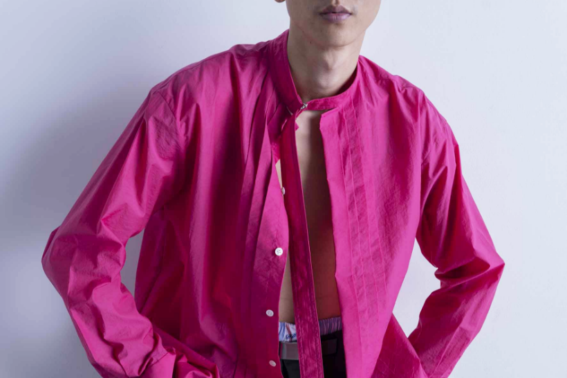 無骨に揺れる艶 ワックスリップ×フリルベルトシャツ:DDDD Official Store ディフォー 公式オンラインストア